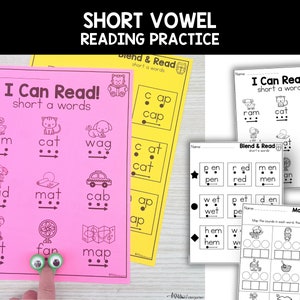 CVC Words Worksheets Decodable Sentences Fluency Practice Reading Short ...