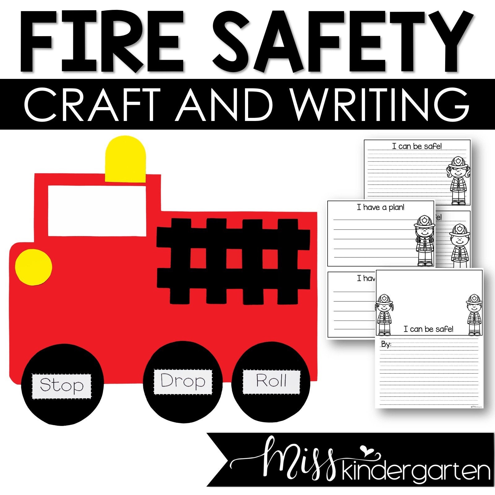 Printable Fire Truck Craft | Fire Safety Week - Etsy