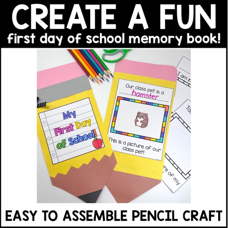 Printable First Day of School Craft | Pencil Craft | First Day of ...
