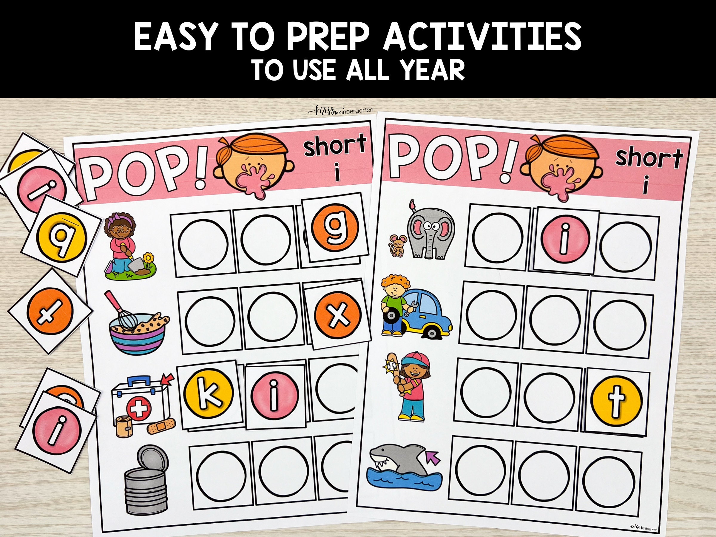 CVC Words Practice Centers and Games Kindergarten Task Box Center ...