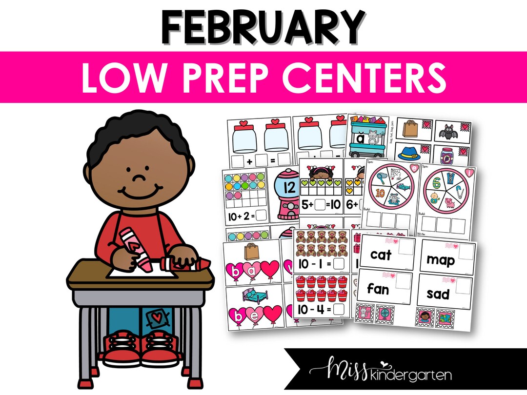 Printable February Low Prep Centers | Kindergarten Activity Centers - Etsy
