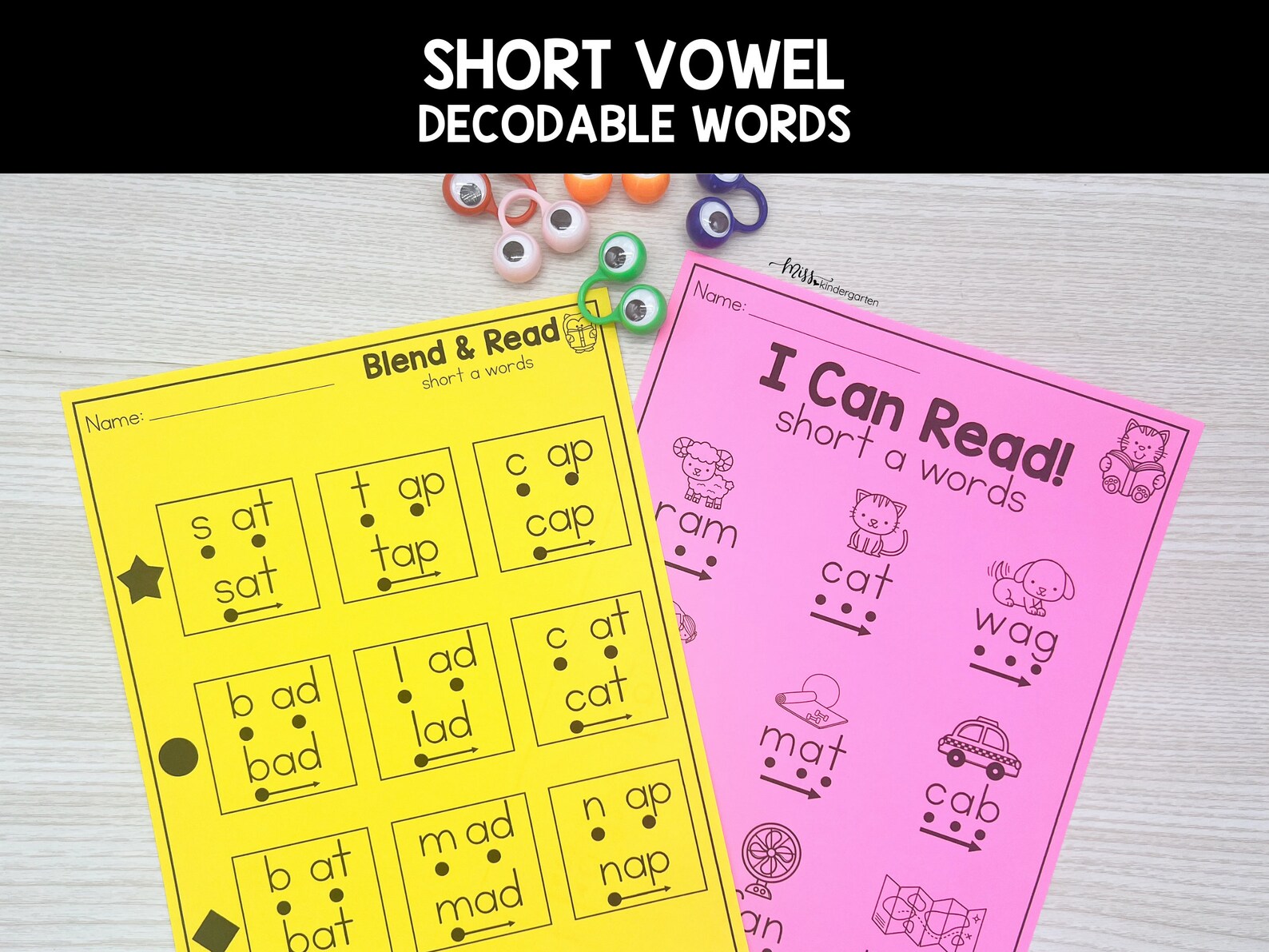 CVC Words Worksheets Decodable Sentences Fluency Practice Reading Short ...