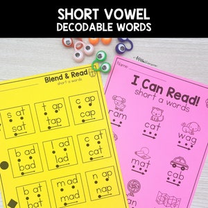 CVC Words Worksheets Decodable Sentences Fluency Practice Reading Short ...
