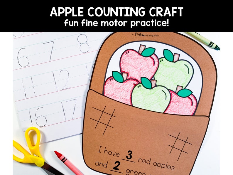 Apple Basket Counting Craft: Kindergarten Math (PDF Pattern) - Etsy
