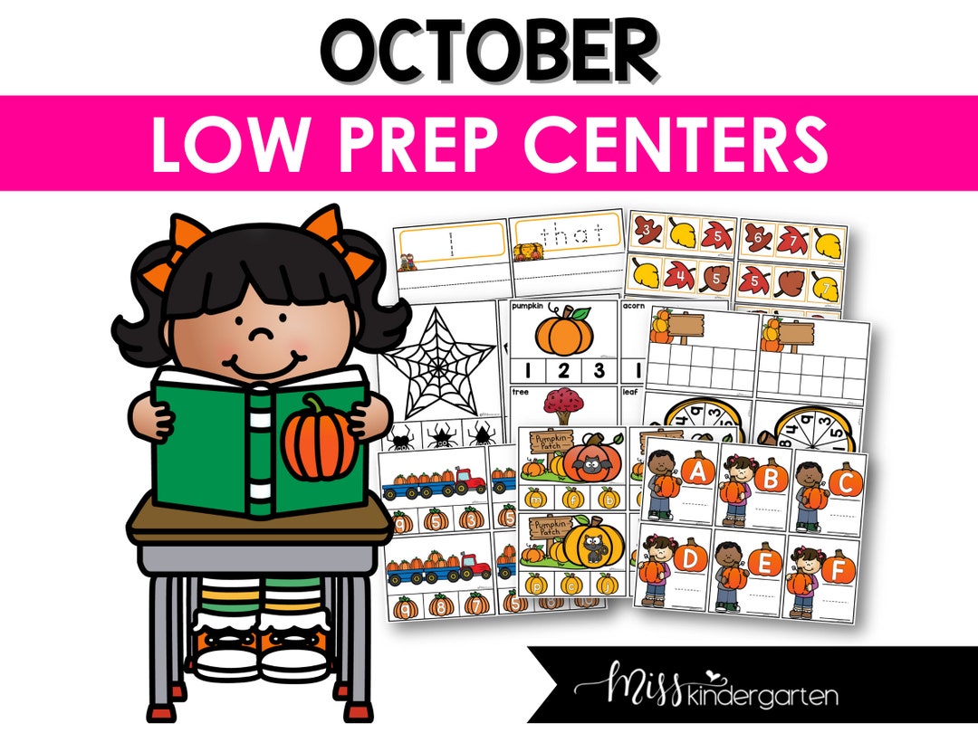 Printable October Low Prep Centers | Kindergarten Activity Centers - Etsy