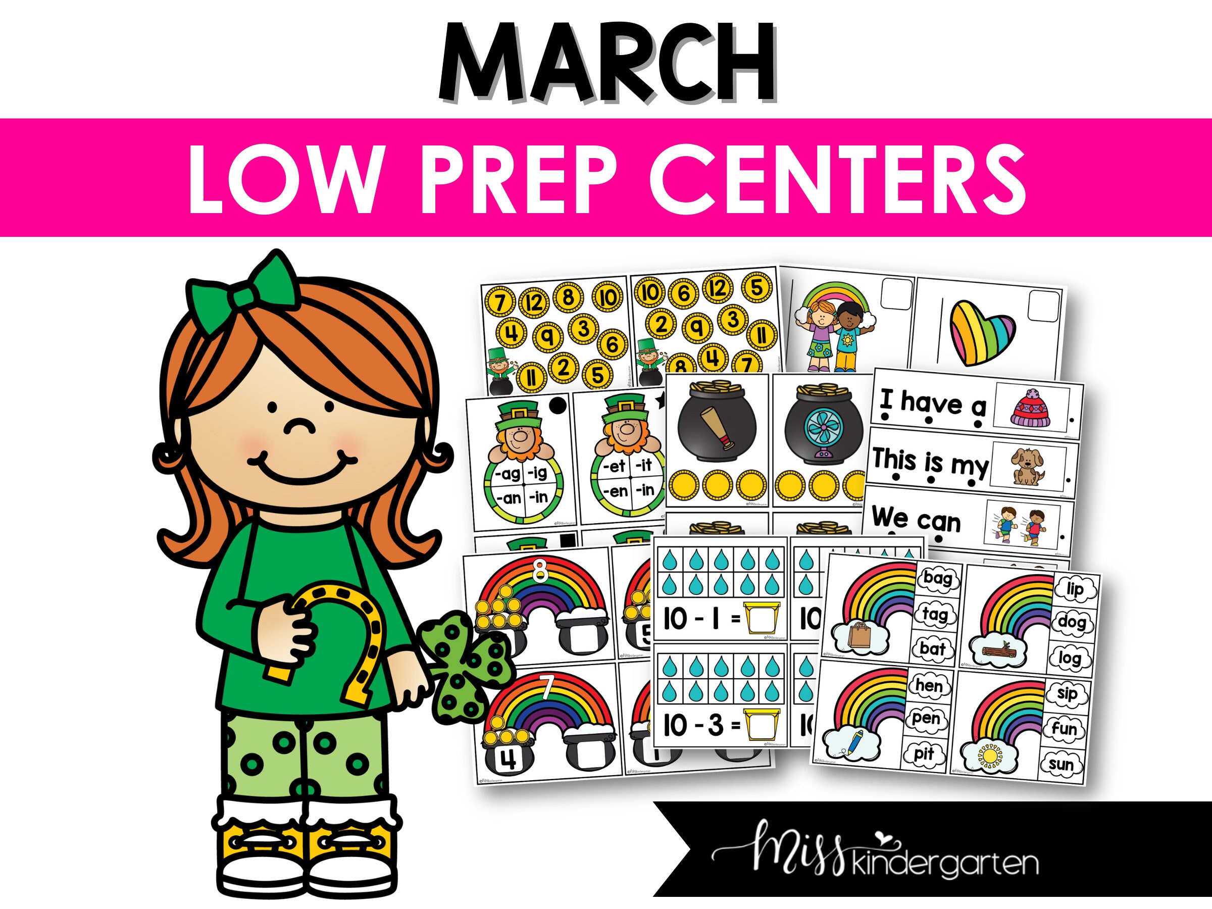 Printable March Low Prep Centers | Kindergarten Activity Centers - Etsy