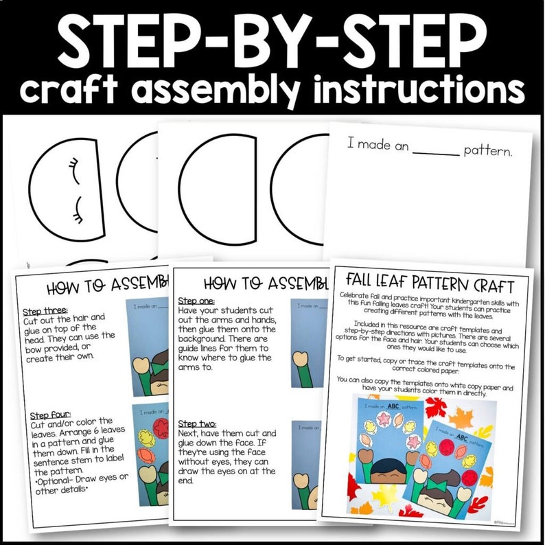 Printable Fall Craft | Fall Leaves Craft | Patterns for Kids - Etsy