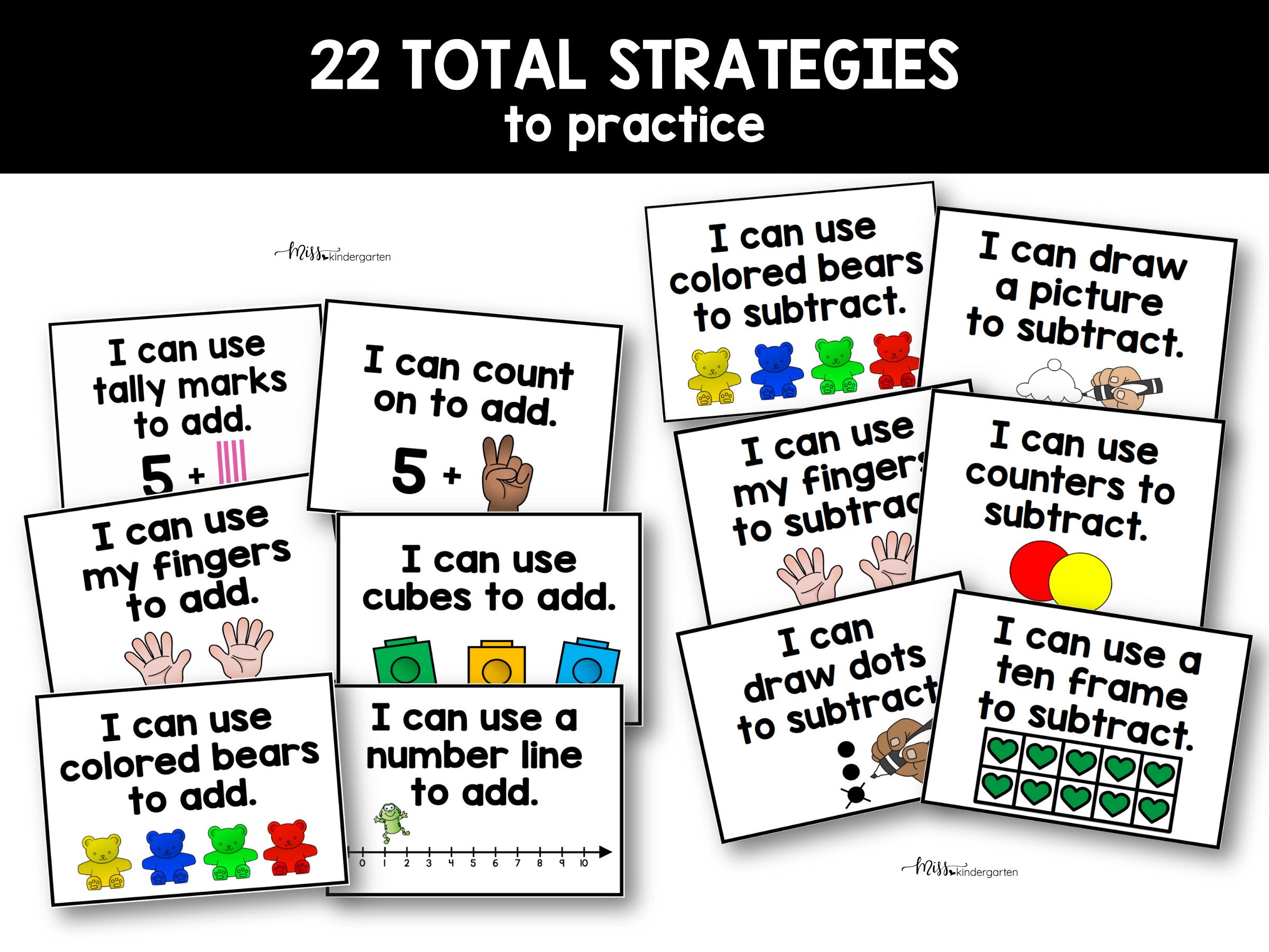 Math Centers Addition and Subtraction Kindergarten Task Cards Within 10 ...