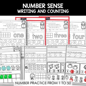 Kindergarten Math Number Sense Printable Activities Writing Numbers 1 ...