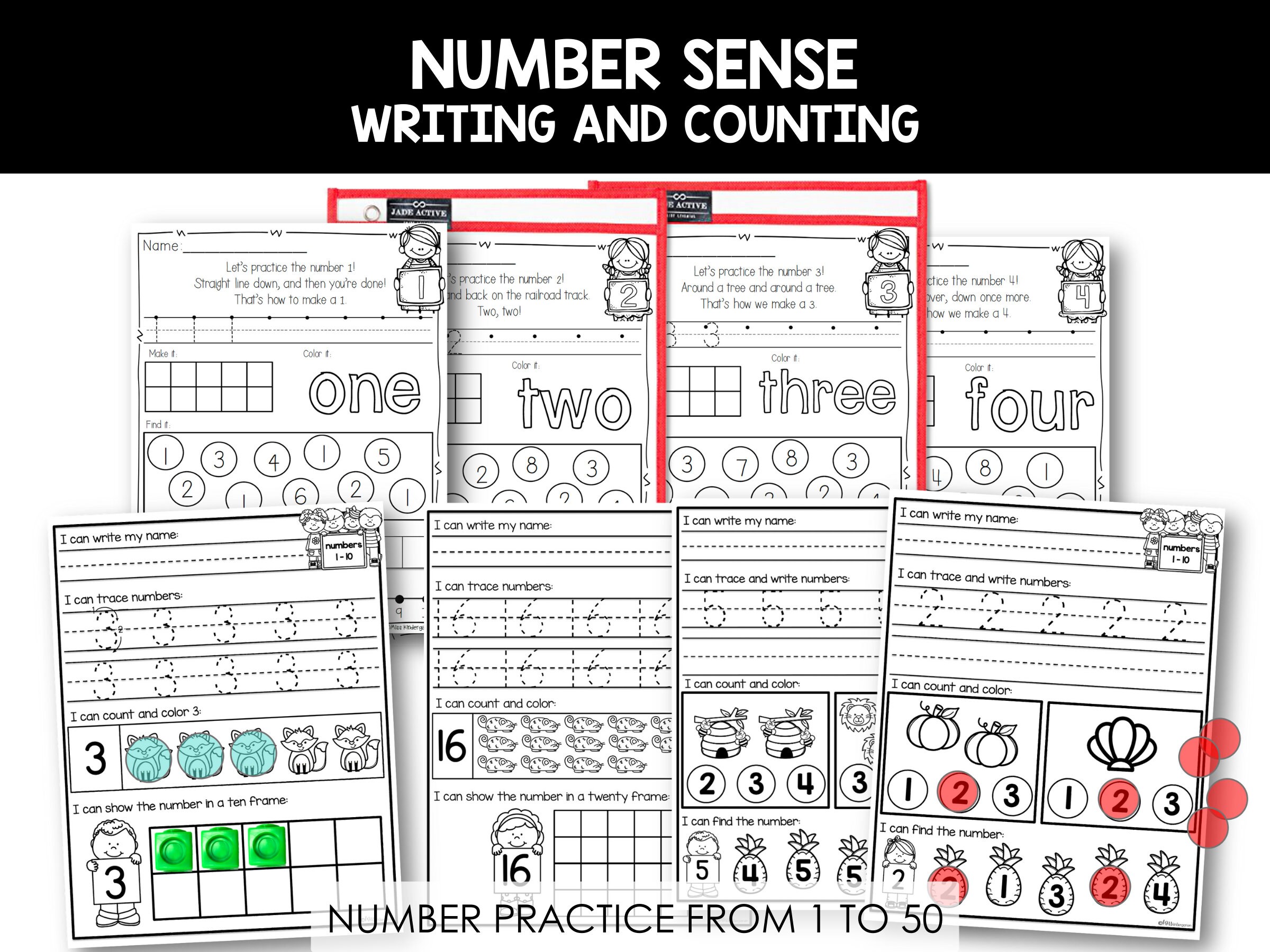 Kindergarten Math Number Sense Printable Activities Writing Numbers 1 ...