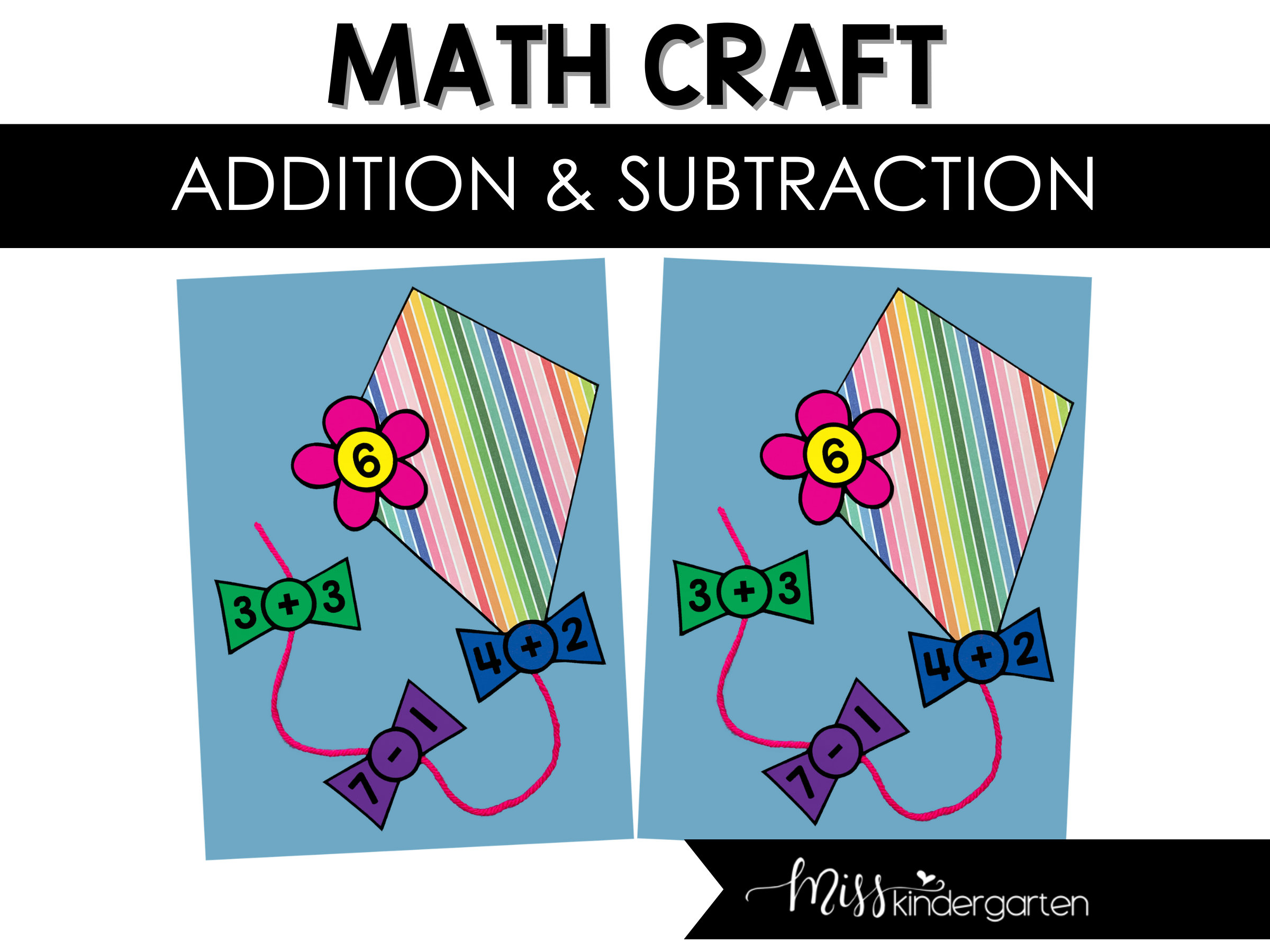 Printable Spring Kite Math Craft | Addition and Subtraction Activity - Etsy