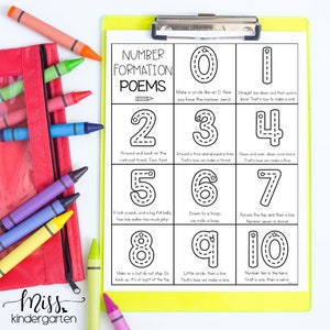 Kindergarten Math Number Sense Printable Activities Number Poems ...