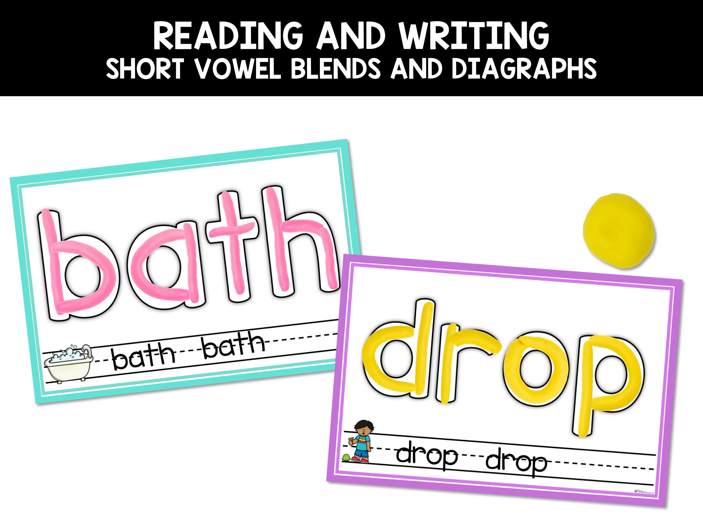 Printable Fine Motor Blends and Digraphs Playdough Mats - Etsy