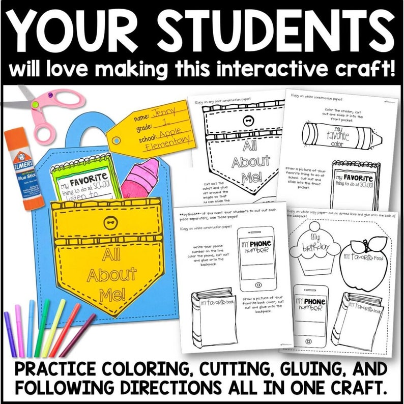 Printable All About Me Backpack Craft - Etsy