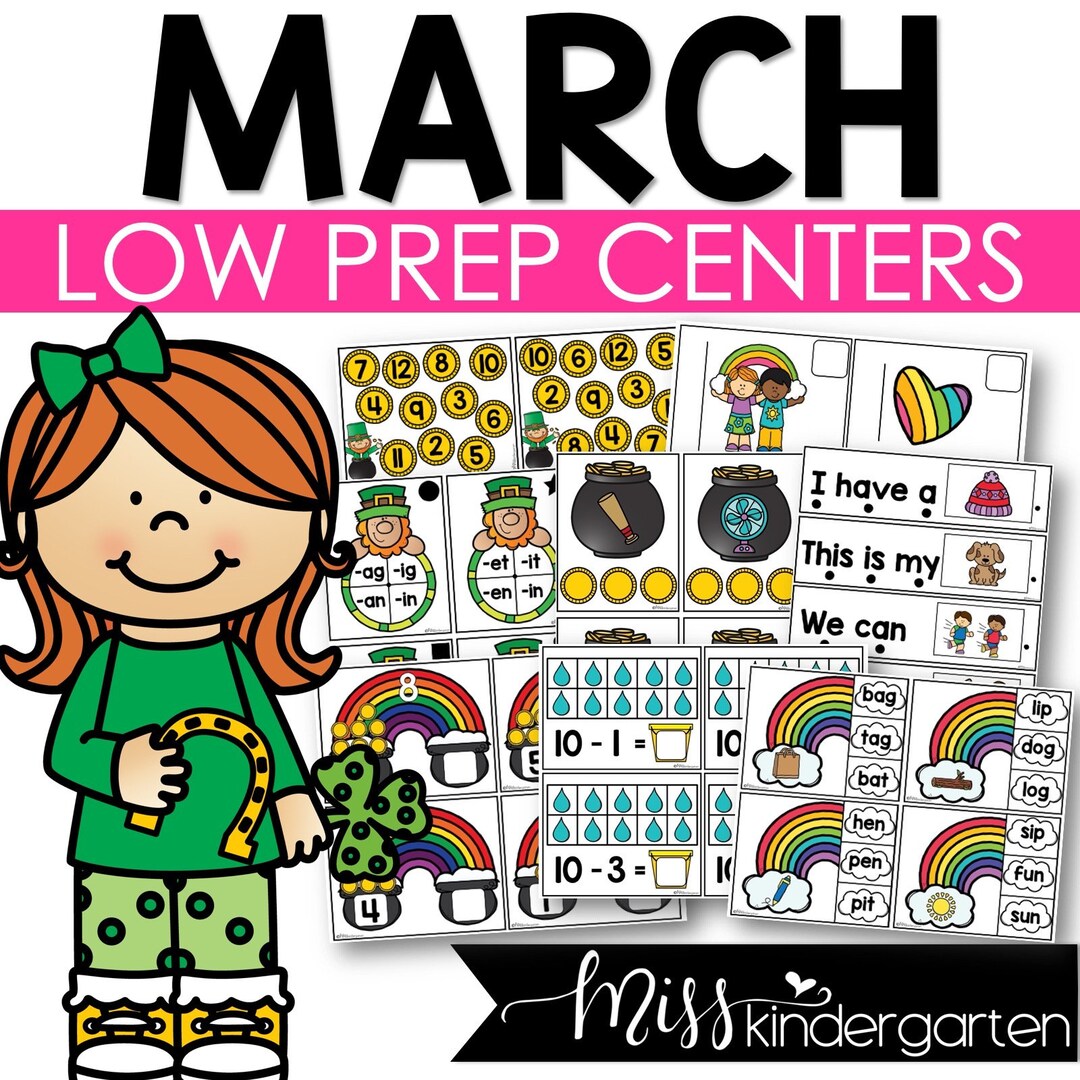 Printable March Low Prep Centers Kindergarten Activity Centers - Etsy