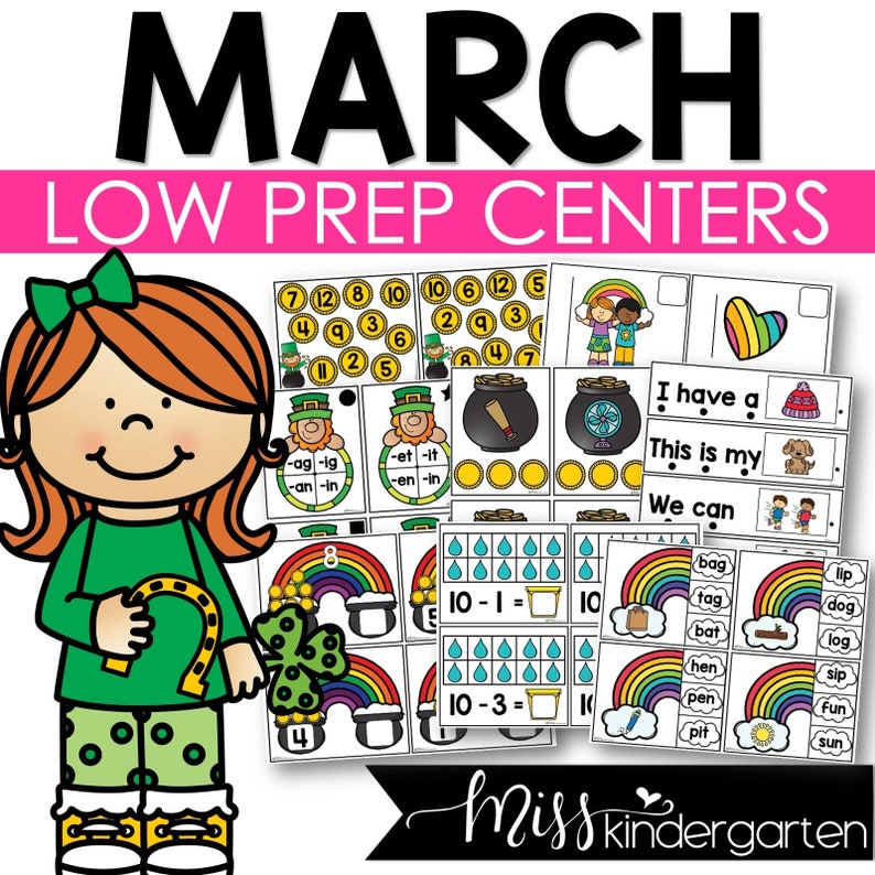 Printable March Low Prep Centers Kindergarten Activity Centers - Etsy