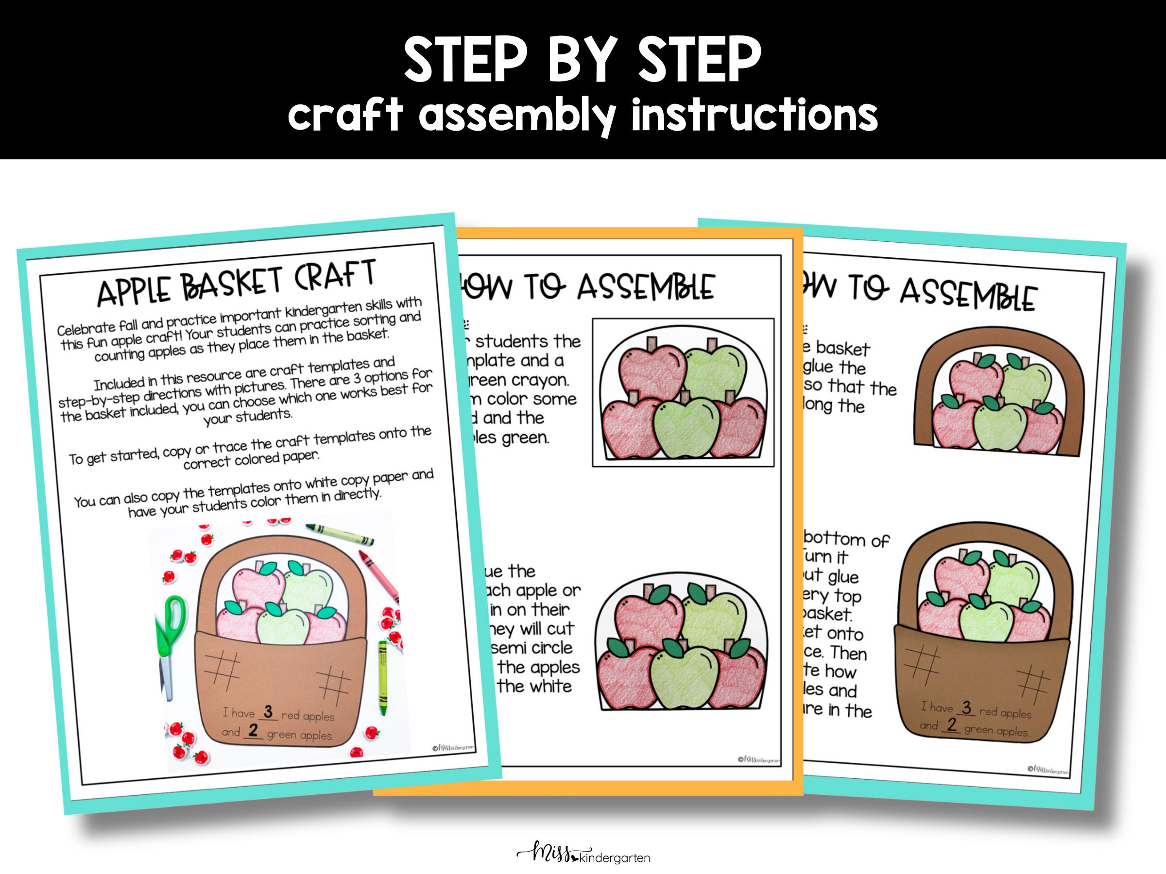 Apple Basket Counting Craft: Kindergarten Math (PDF Pattern) - Etsy