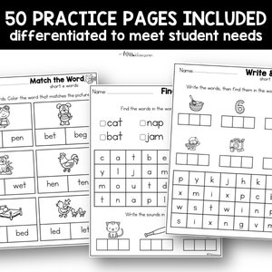 CVC Words Worksheets Decodable Sentences Fluency Practice Reading Short ...