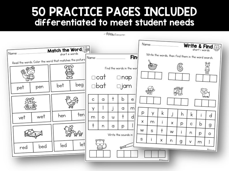 CVC Words Worksheets Decodable Sentences Fluency Practice Reading Short ...