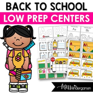 Printable Back to School Kindergarten Centers Low Prep Center ...