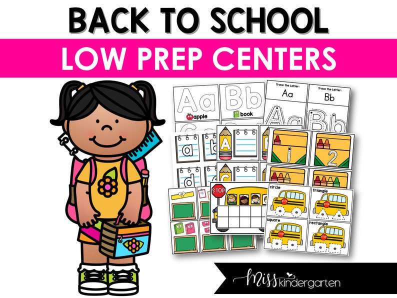 Printable Back to School Kindergarten Centers Low Prep Center ...