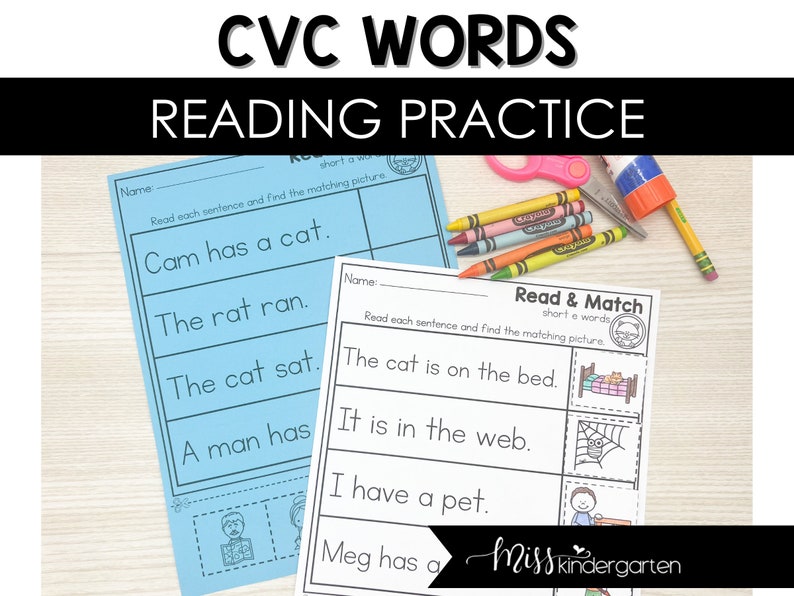 CVC Words Worksheets Decodable Sentences Fluency Practice Reading Short ...