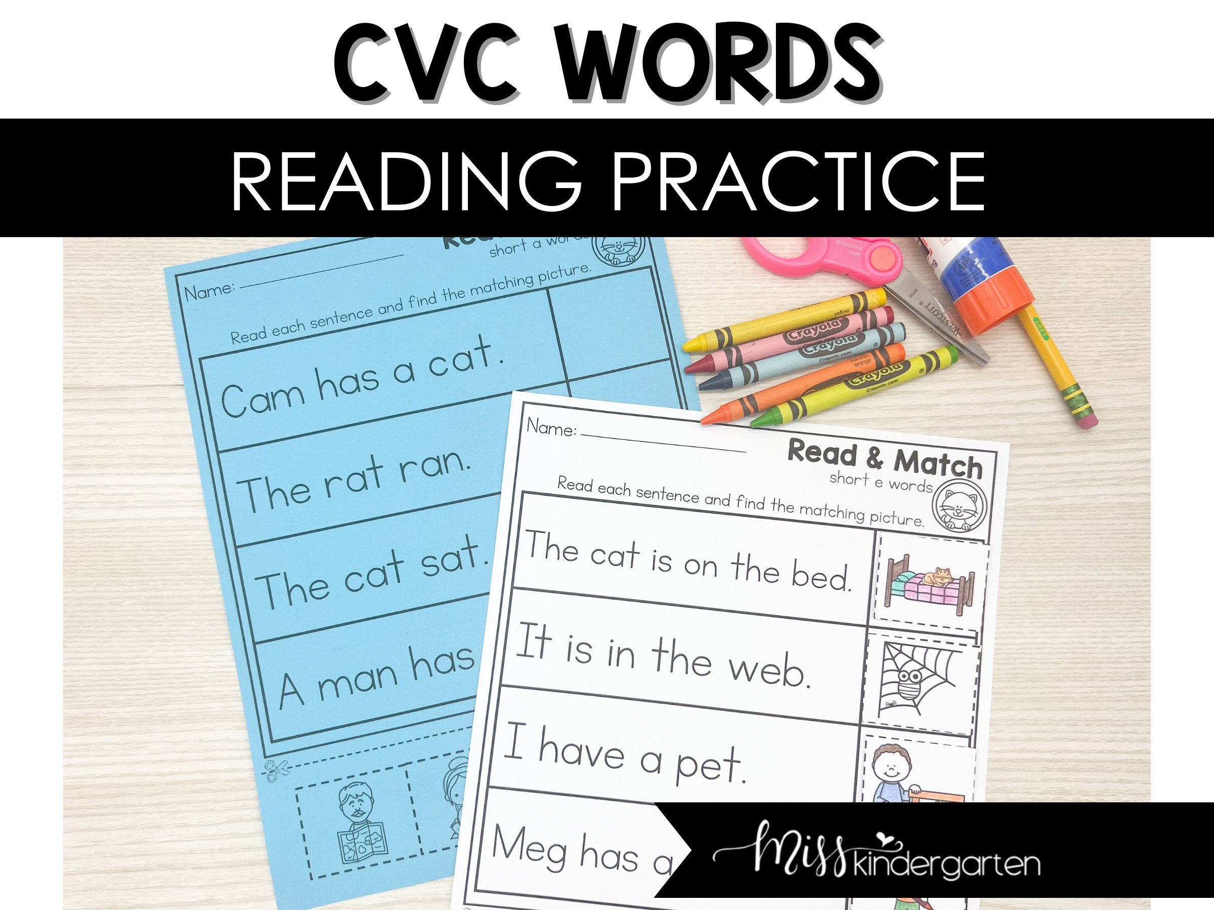 CVC Words Worksheets Decodable Sentences Fluency Practice Reading Short ...