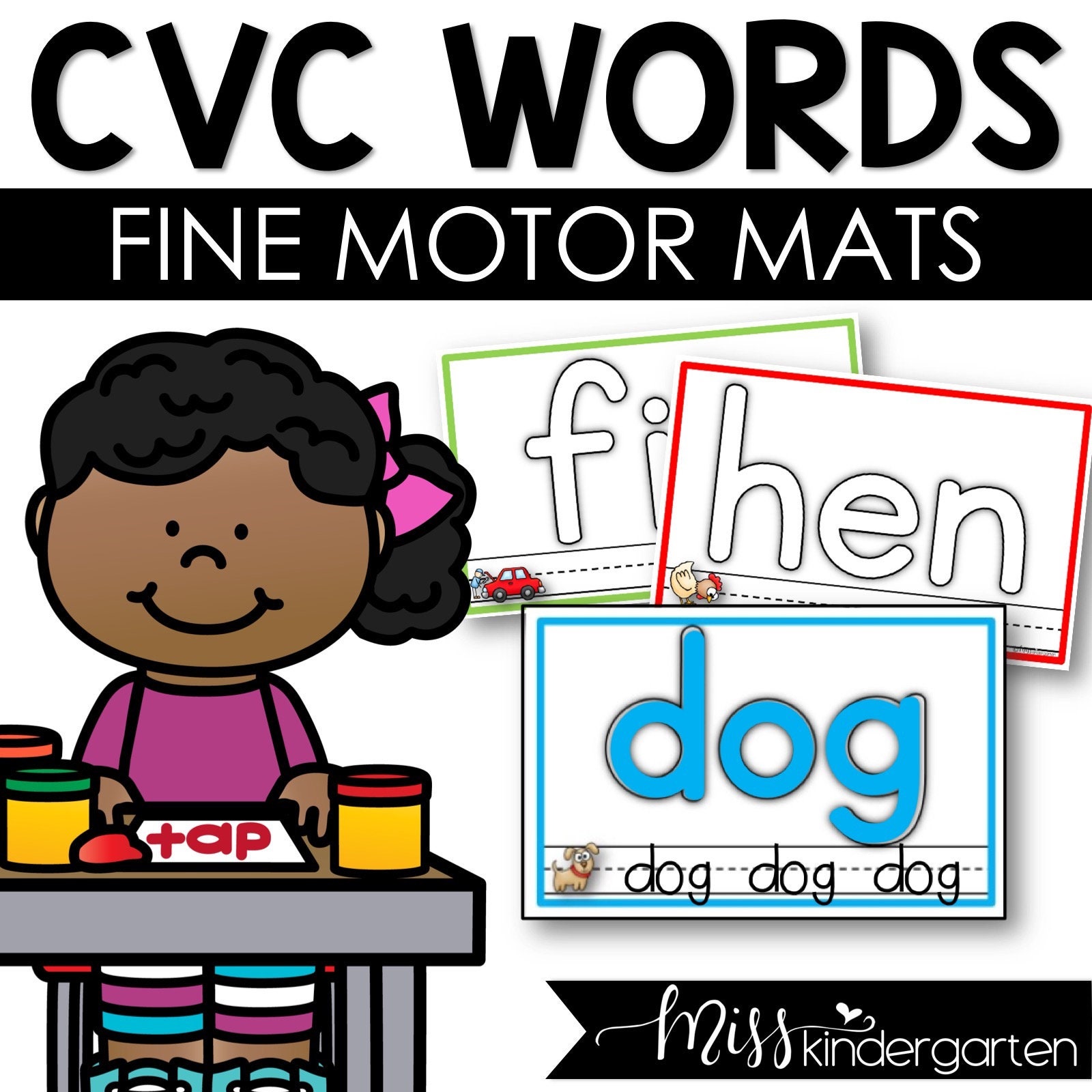 Printable Fine Motor CVC Words Playdough Mats Short Vowel Words - Etsy
