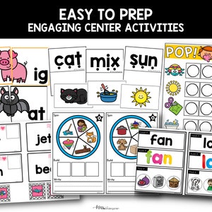 CVC Words Practice Centers and Games Kindergarten Task Box Center ...