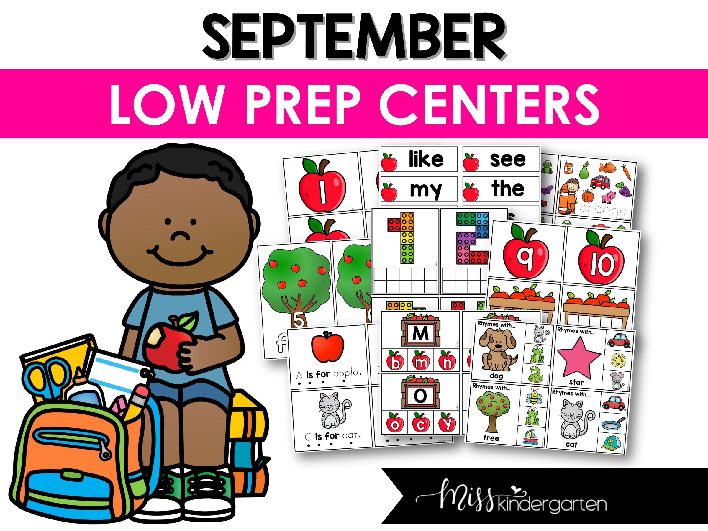 September Kindergarten Activities: Apple Themed Math & Literacy ...