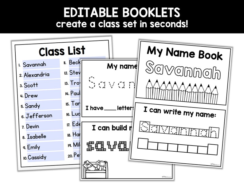 Name Writing Practice Activities for Kindergarten Editable Name Tracing ...