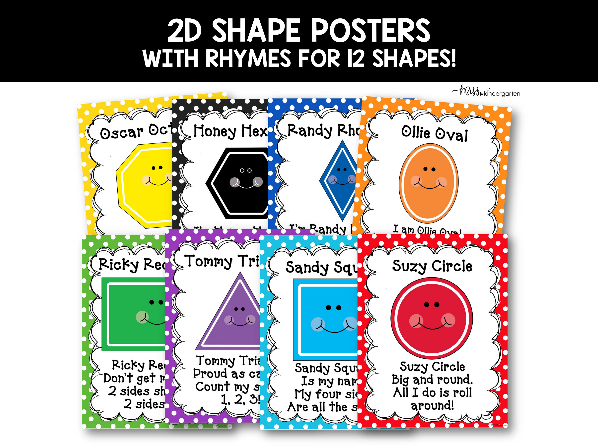 2D Shapes Posters and Rhymes | Kindergarten Math Printable Activities ...