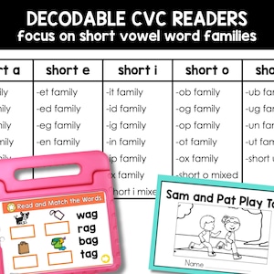 Decodable Books CVC Word Readers Kindergarten Printable Books - Etsy