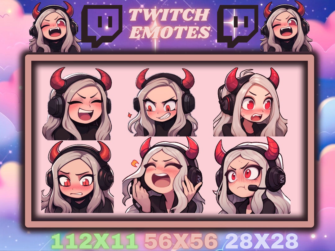 White Hair Gamer Girl Twitch Emotes - Etsy Canada