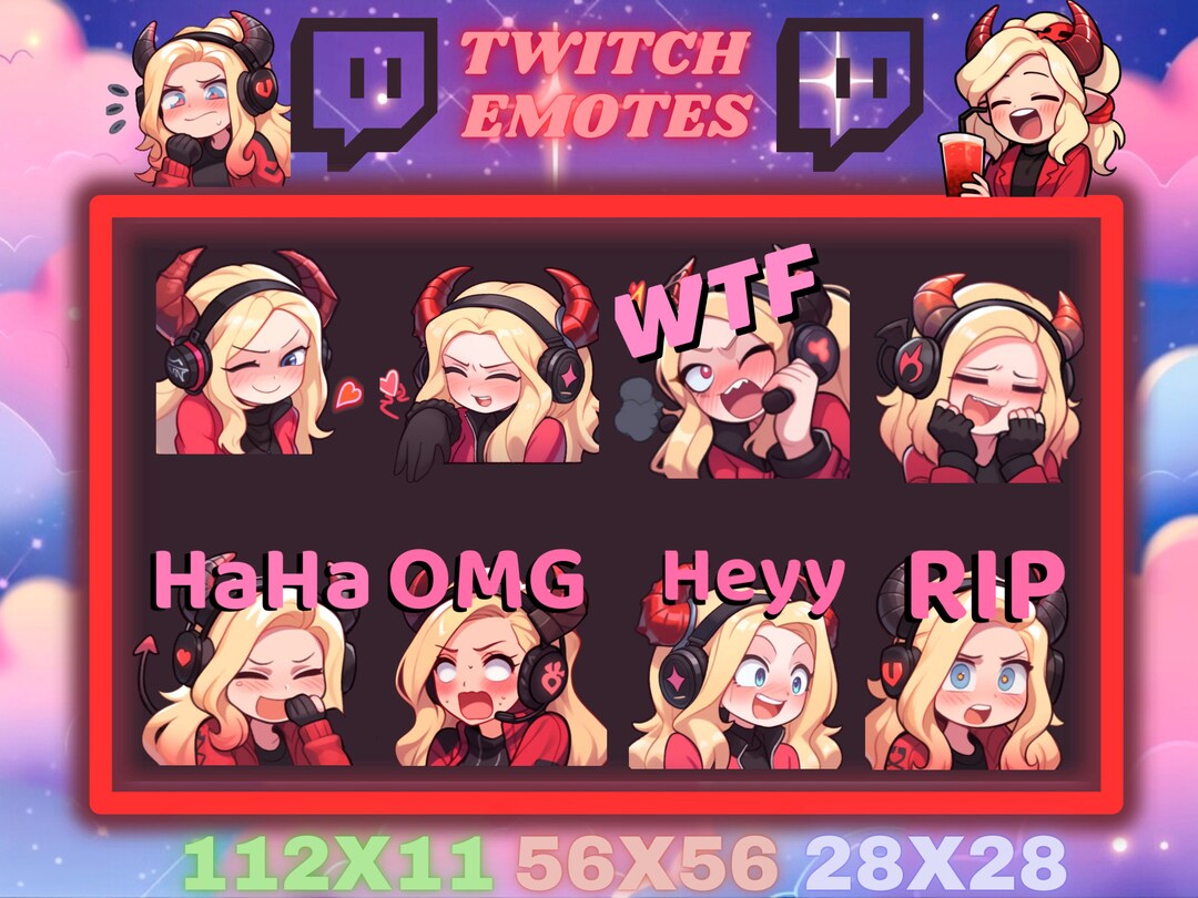 Blonde Gamer Girl Set 2 Twitch Emotes - Etsy UK