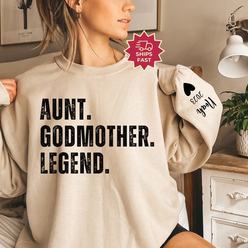 Customized God Mama Sweatshirt With Kid Names on Sleeve, God Mother ...
