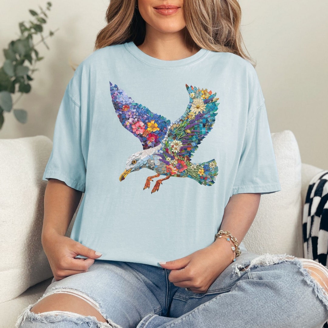 Comfort Colors Bird Lover T-shirt, Floral Bird Mosaic Graphic Tee ...