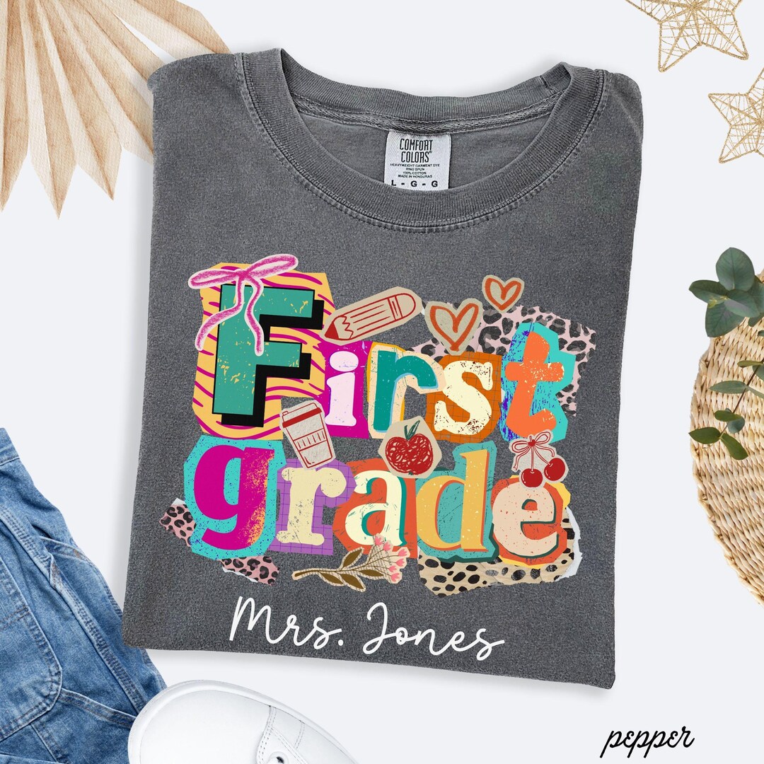 Personalized First Grade Teacher Shirt Comfort Colors Custom Name 1st ...