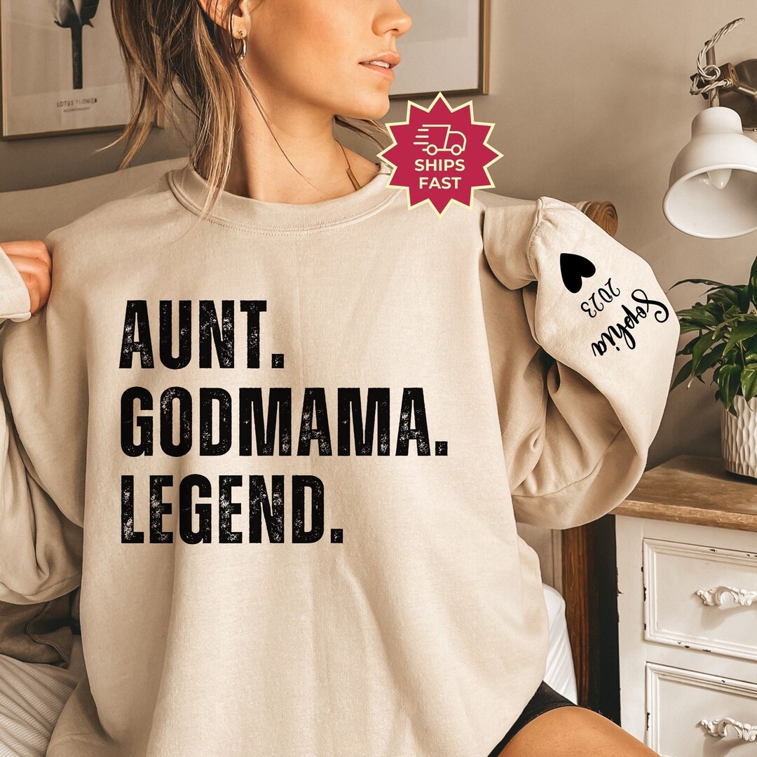 Customized God Mama Sweatshirt With Kid Names on Sleeve, God Mother ...