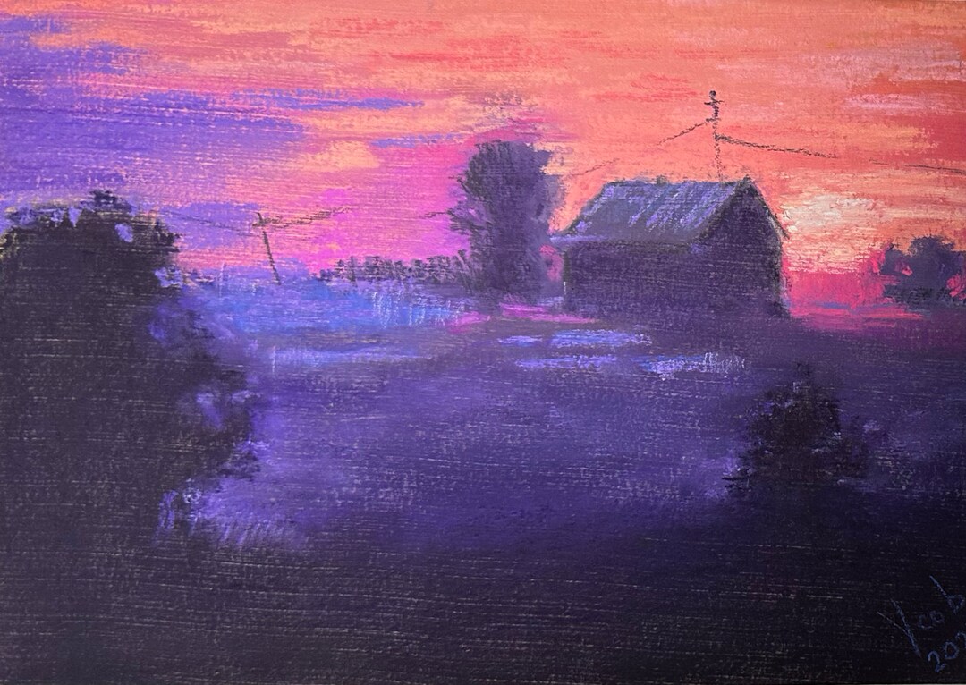 The Violet Evening Original Pastel Painting 4.5x7 - Etsy