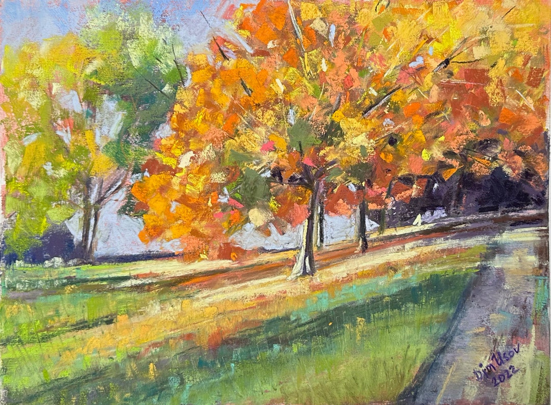 Orange Fall Original Pastel Painting 8,5x12 - Etsy