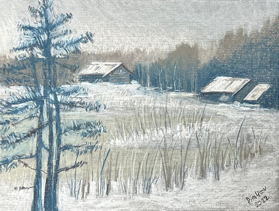 Monochromatic Winter Original Pastel Painting 8x10 - Etsy