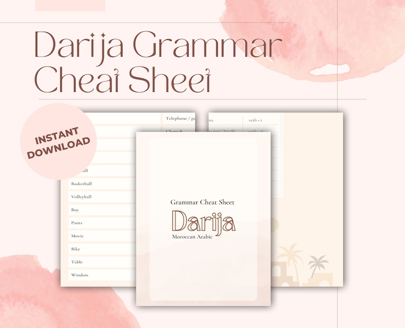 Darija Grammar Cheat Sheet | Moroccan Arabic Learning Book | Learn ...