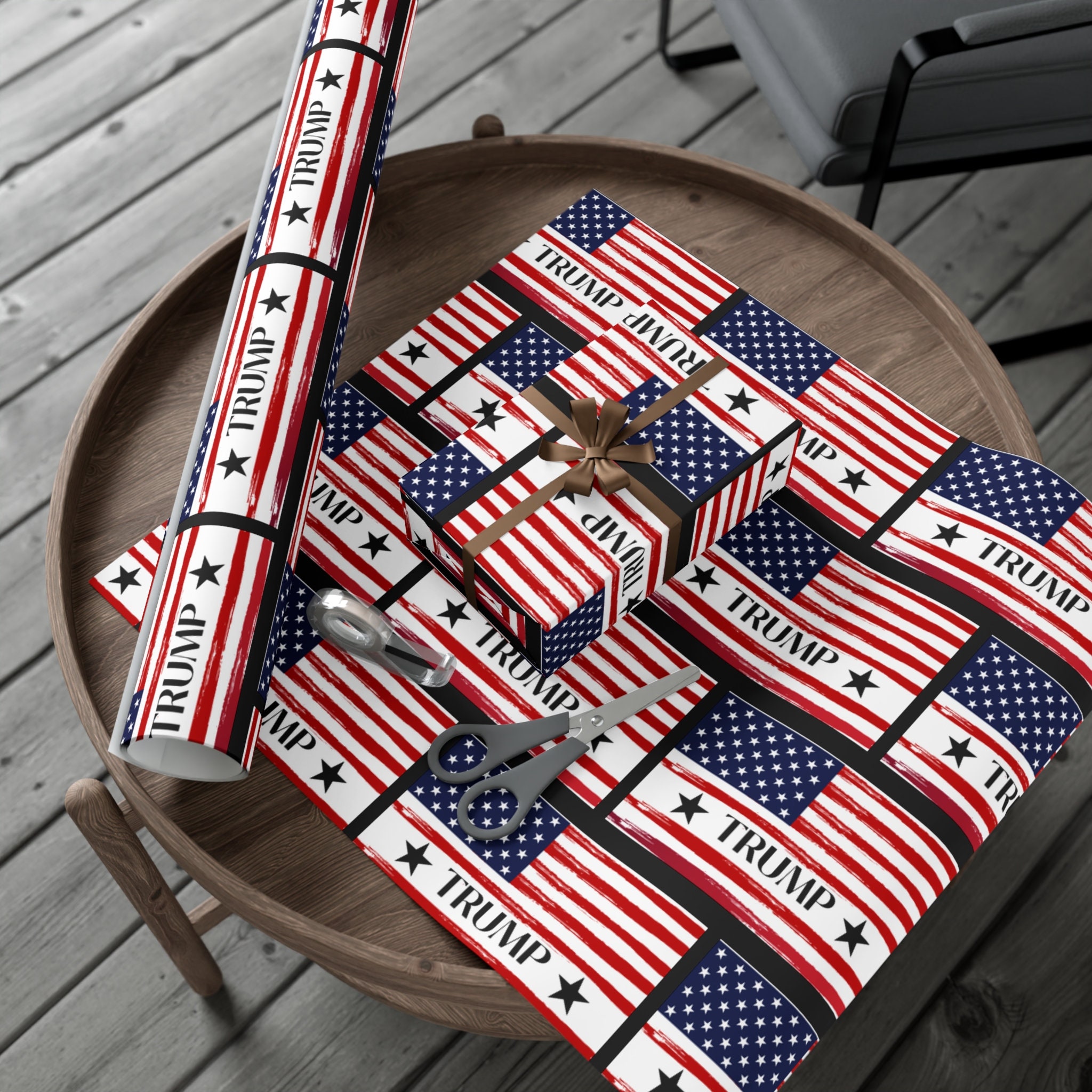 Trump American Flag Wrapping Paper stars and Stripes Available in ...