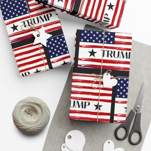 Trump American Flag Wrapping Paper |stars and Stripes| Available in ...