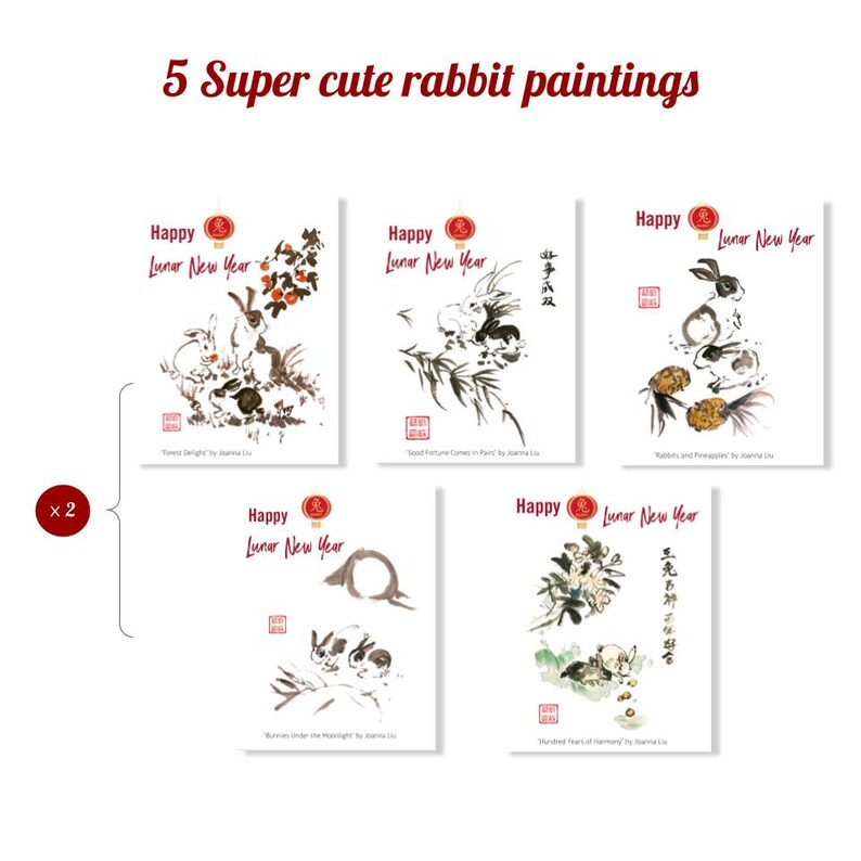 Hundred Years of Harmony Lunar New Year Rabbit Greeting Card - Etsy