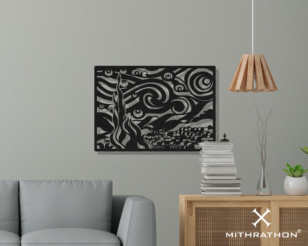 Starry Night Metal Wall Art - Van Gogh Inspired Decor - Unique ...