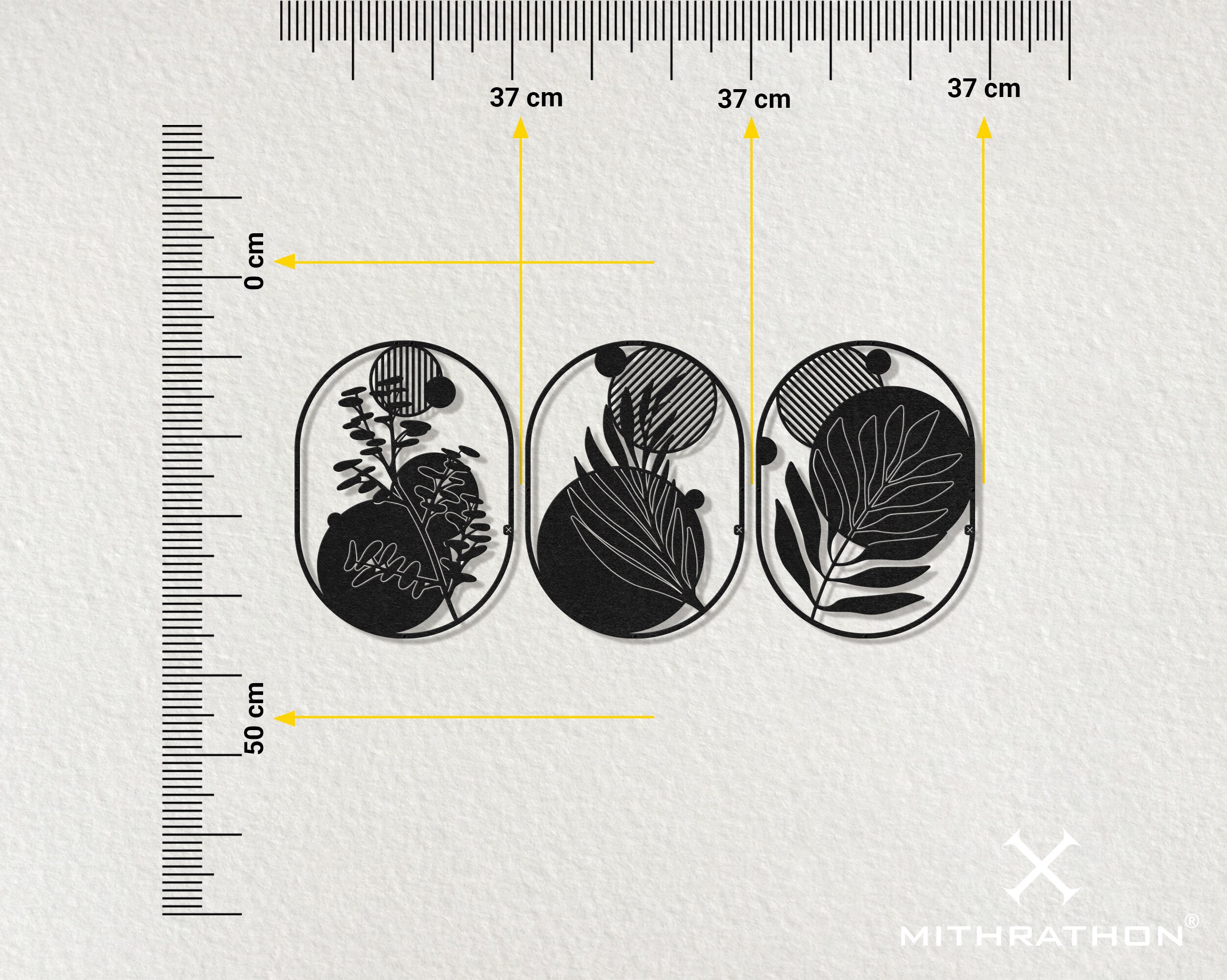 Modern Metal Wall Art With Leafy Plant Illustration - Contemporary ...