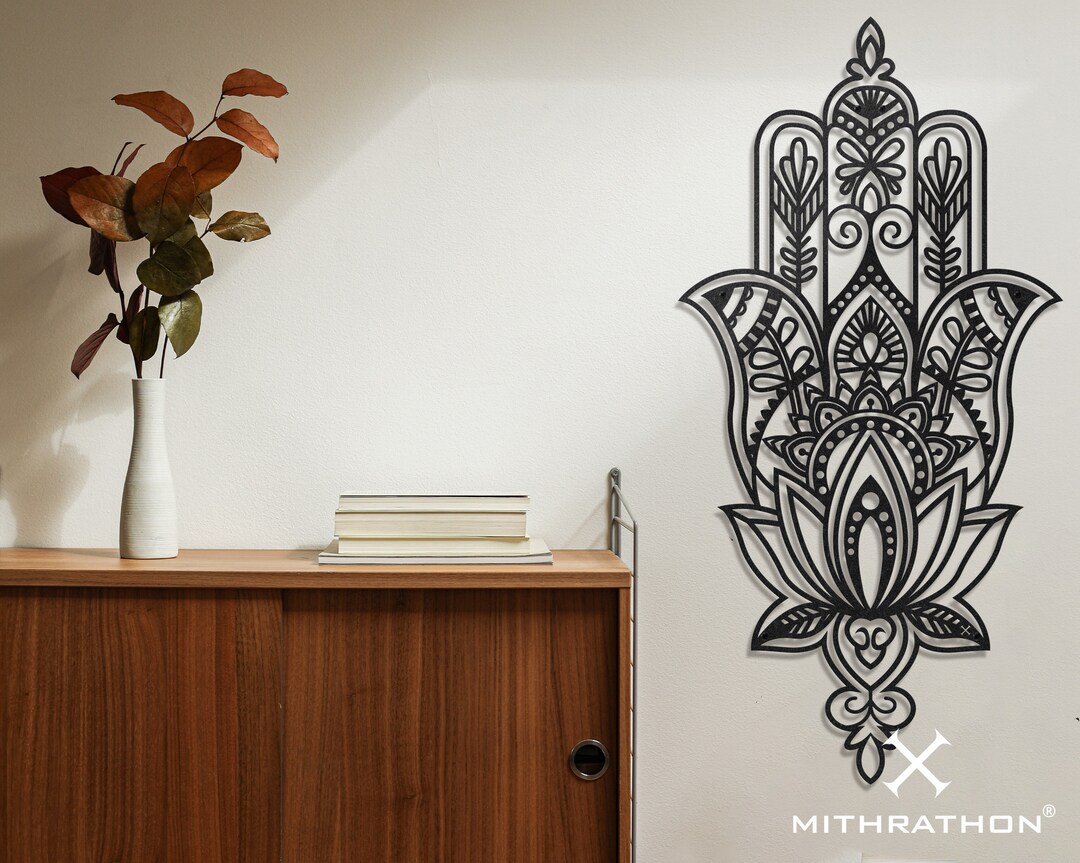 Hamsa Hand Metal Wall Decor Intricate Design for Positive Energy and ...