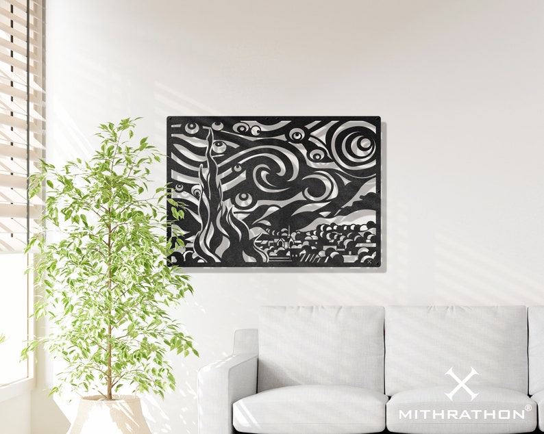 Starry Night Metal Wall Art - Van Gogh Inspired Decor - Unique ...